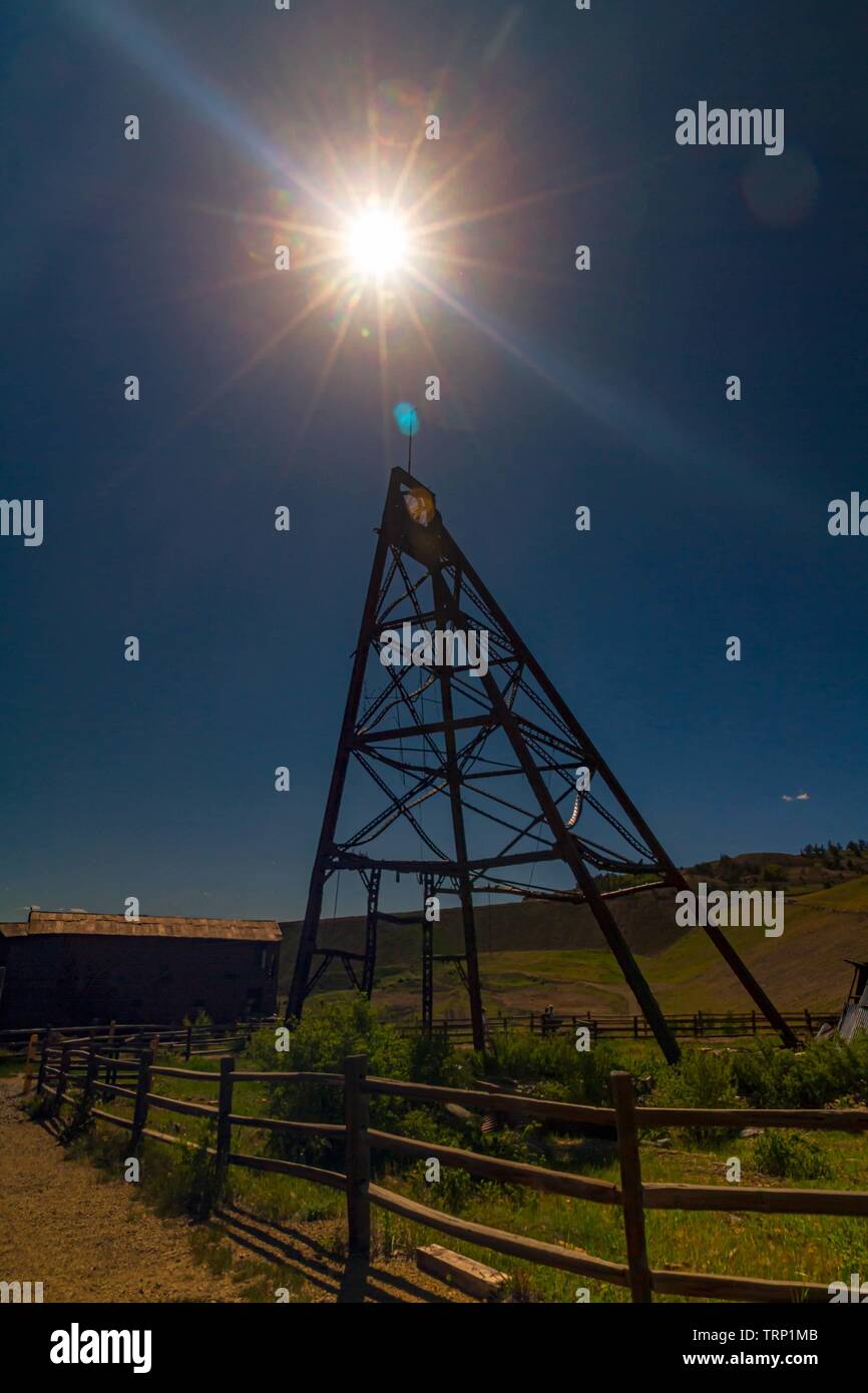 Support for mining with sun overhead Stock Photo - Alamy