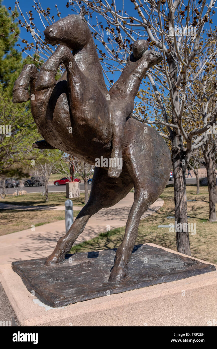 bronze sculpture "The Last Ride" by Fritz Scholder (1990 Stock Photo ...