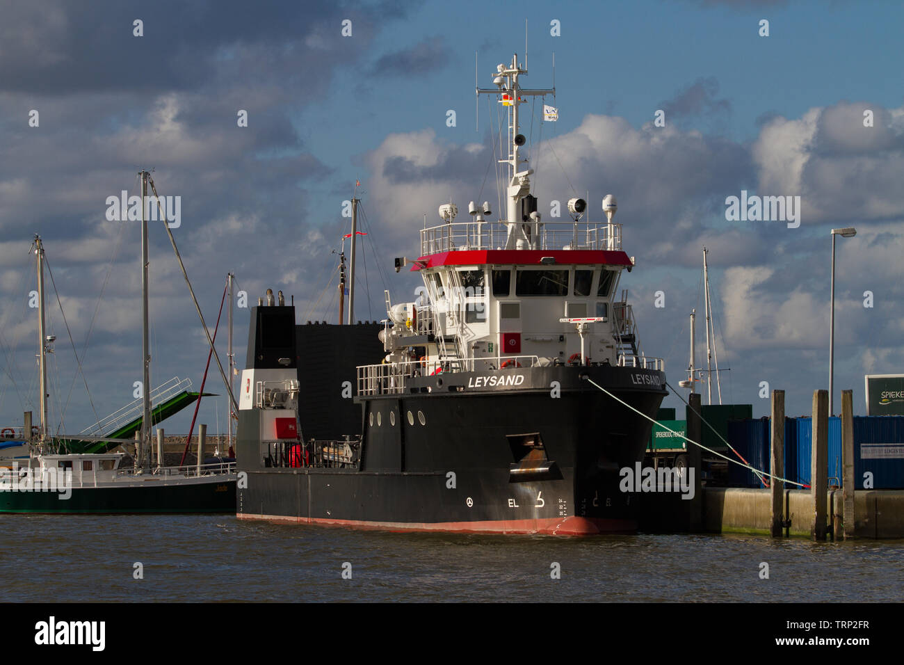 Ship in port, Norddiech, East Frisia, Lower Saxony. Germany Stock Photo ...
