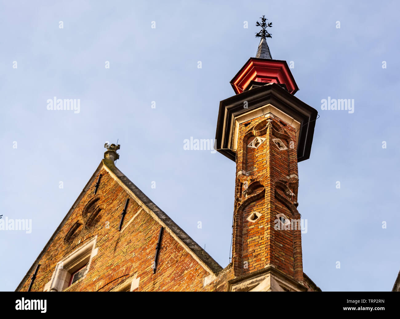 One of the brick turrets of Landhuis van het Brugse Vrije (Palace of ...