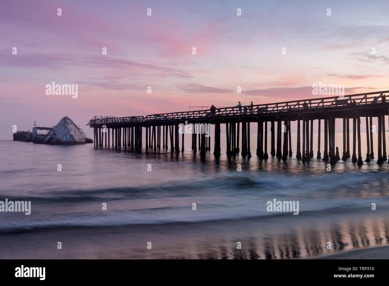Twilight Sky over Seacliff Pier and SS Palo Alto Shipwreck Stock Photo ...