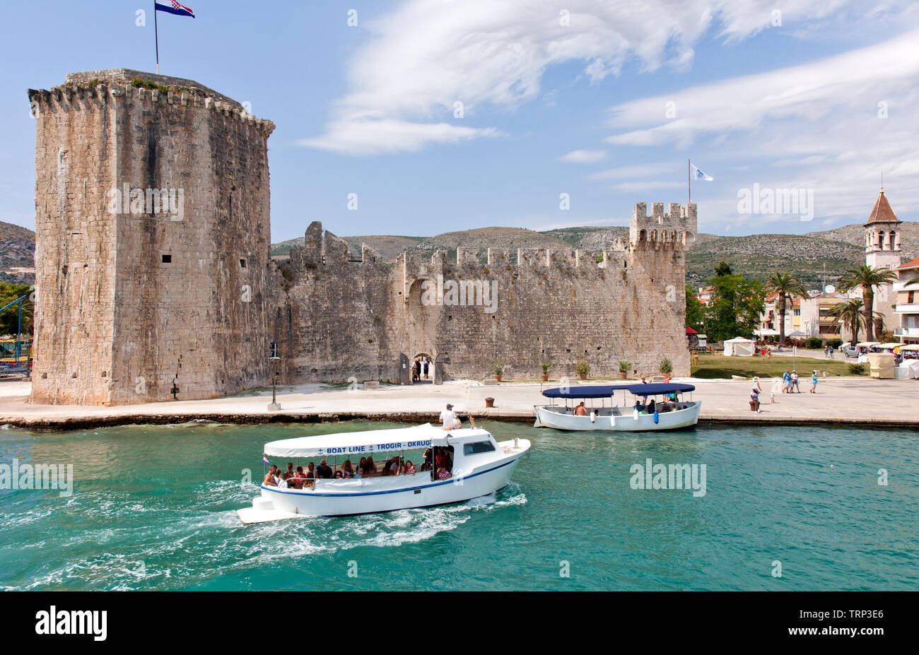 Medieval Kamerlengo Castle, anchored by its feudal tower of chains ...