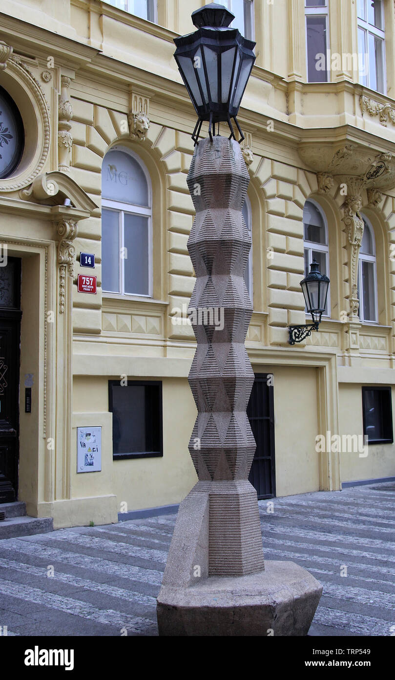 Unique Cubist street lamp in Prague Stock Photo - Alamy