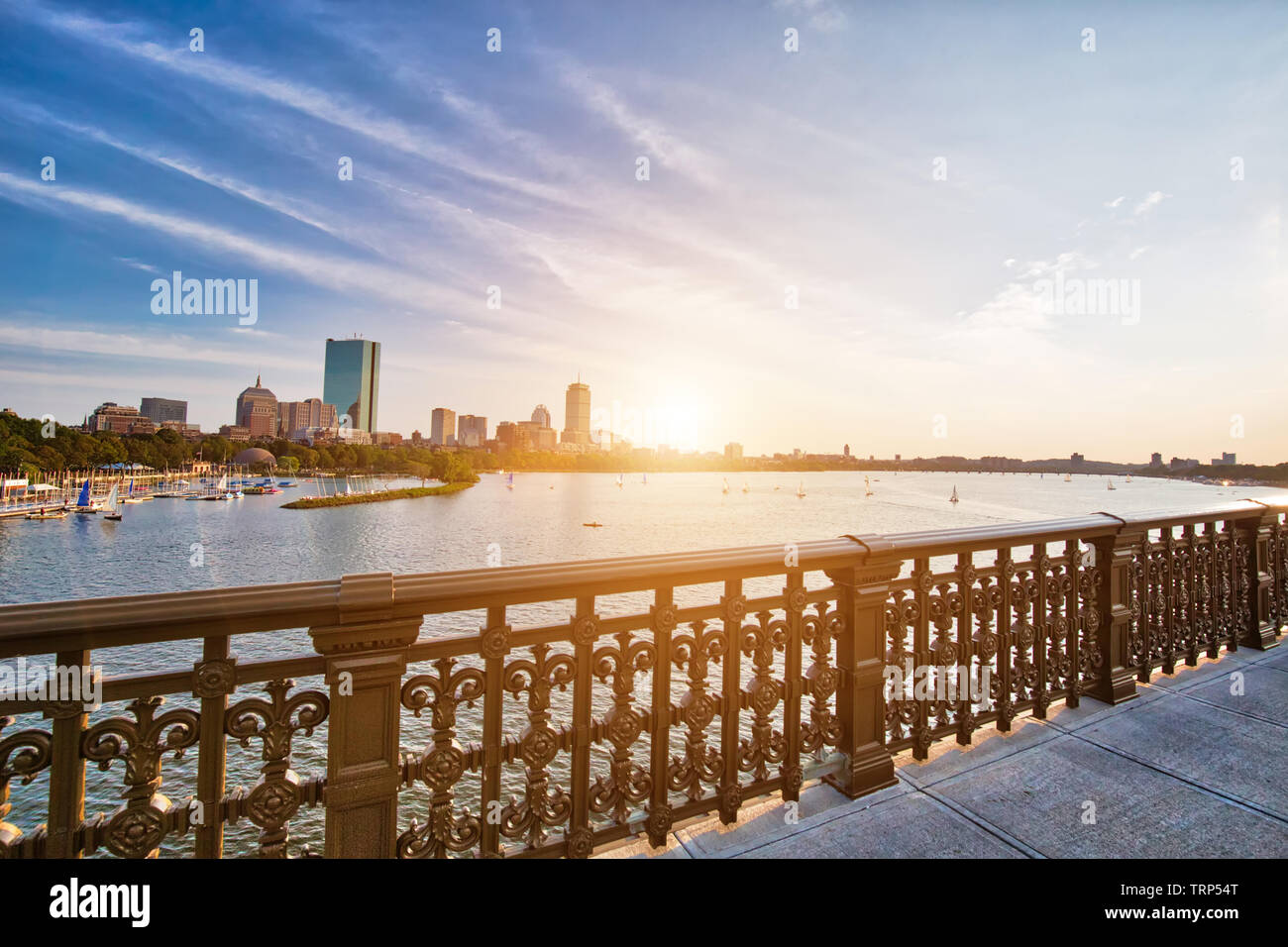 Panoramic view of Boston downtown and historic center from the landmark ...