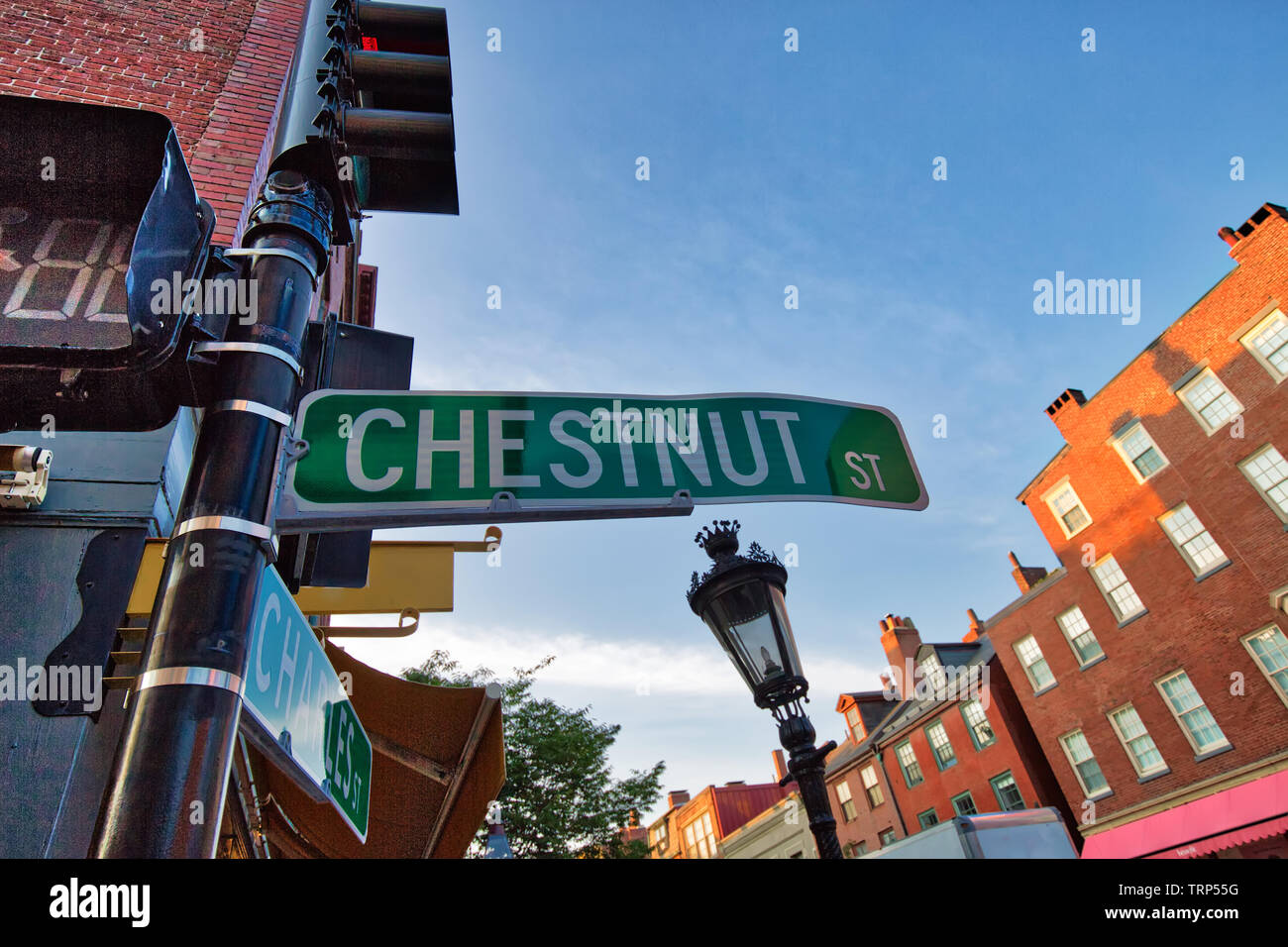 Landmark Boston Beacon Hill streets and historic brick buildings Stock ...