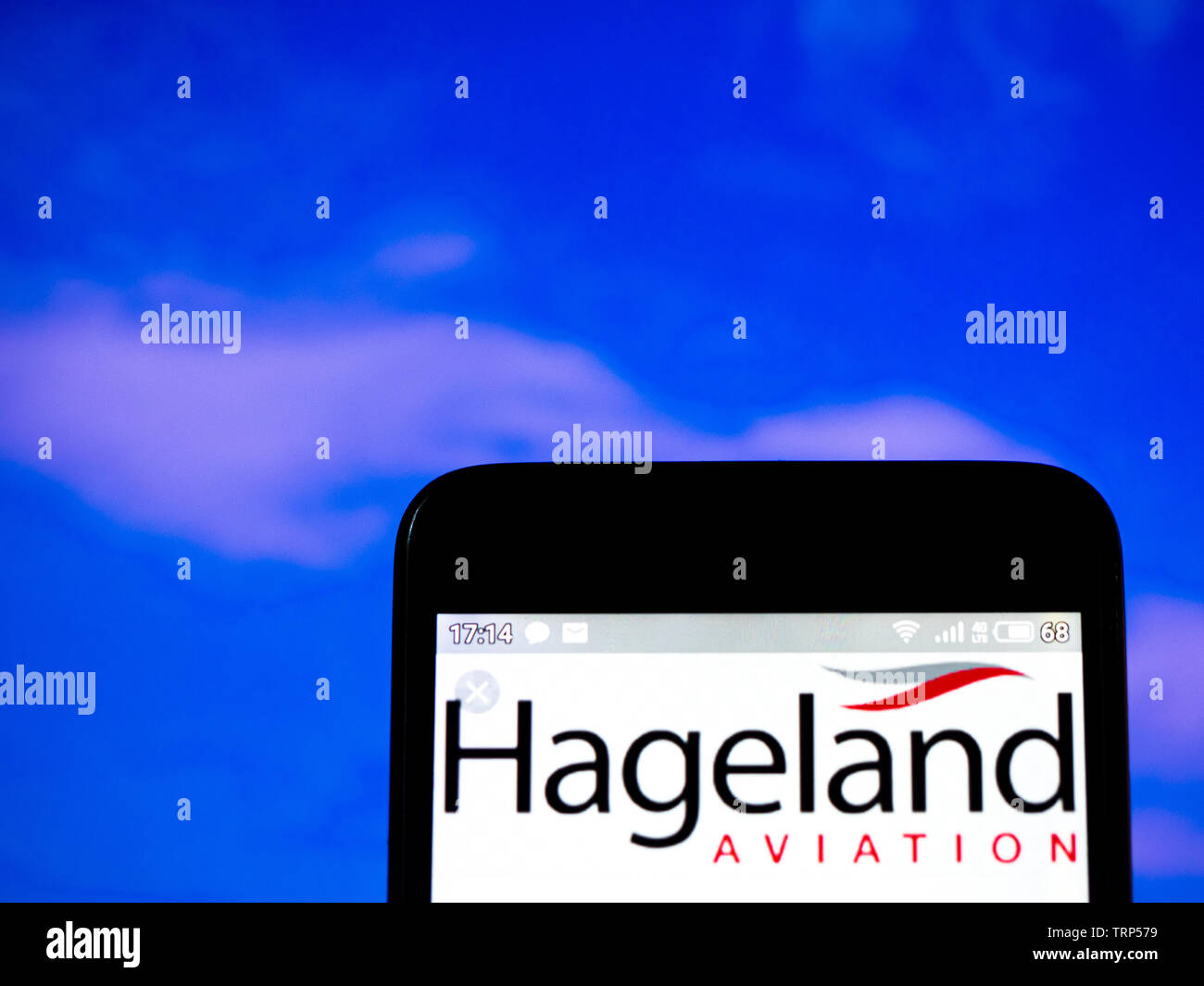 In this photo illustration the Hageland Aviation Services logo is seen ...