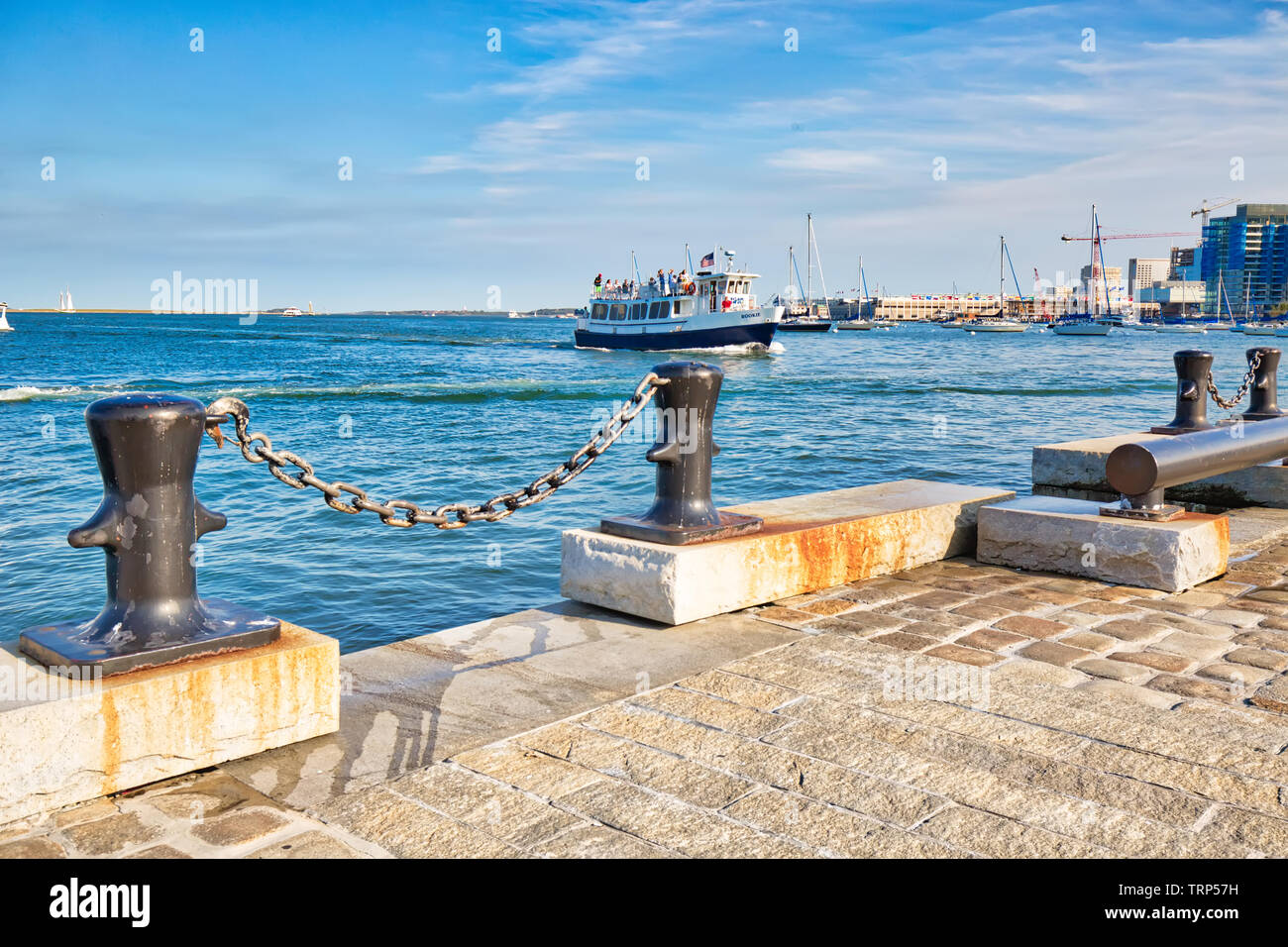 Boston, MA, USA-October 20, 2018: Famous Boston Harbor and harbor boat ...