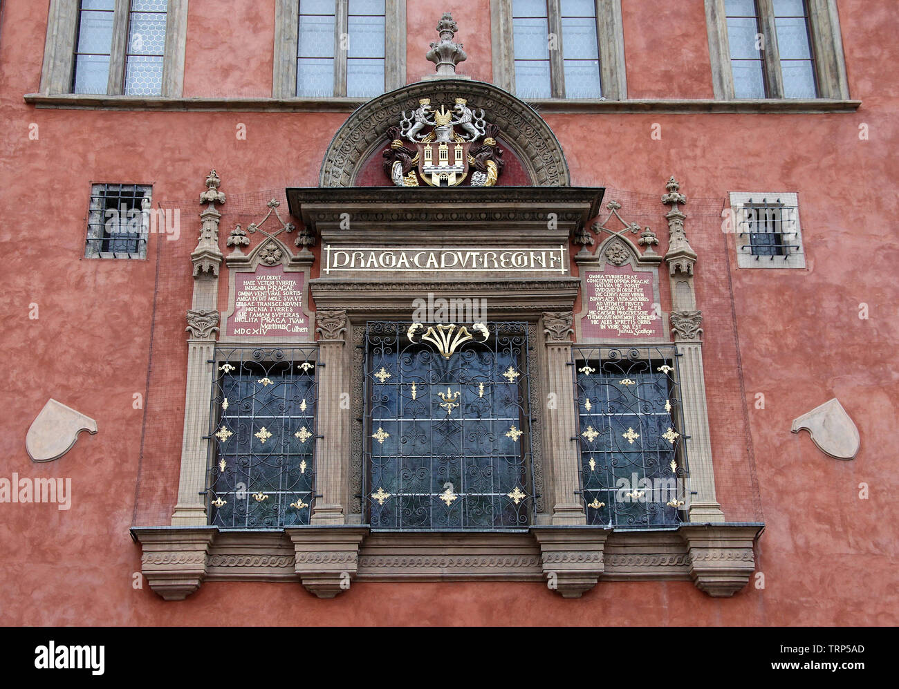 South facade window of Prague Old Town Hall Stock Photo - Alamy