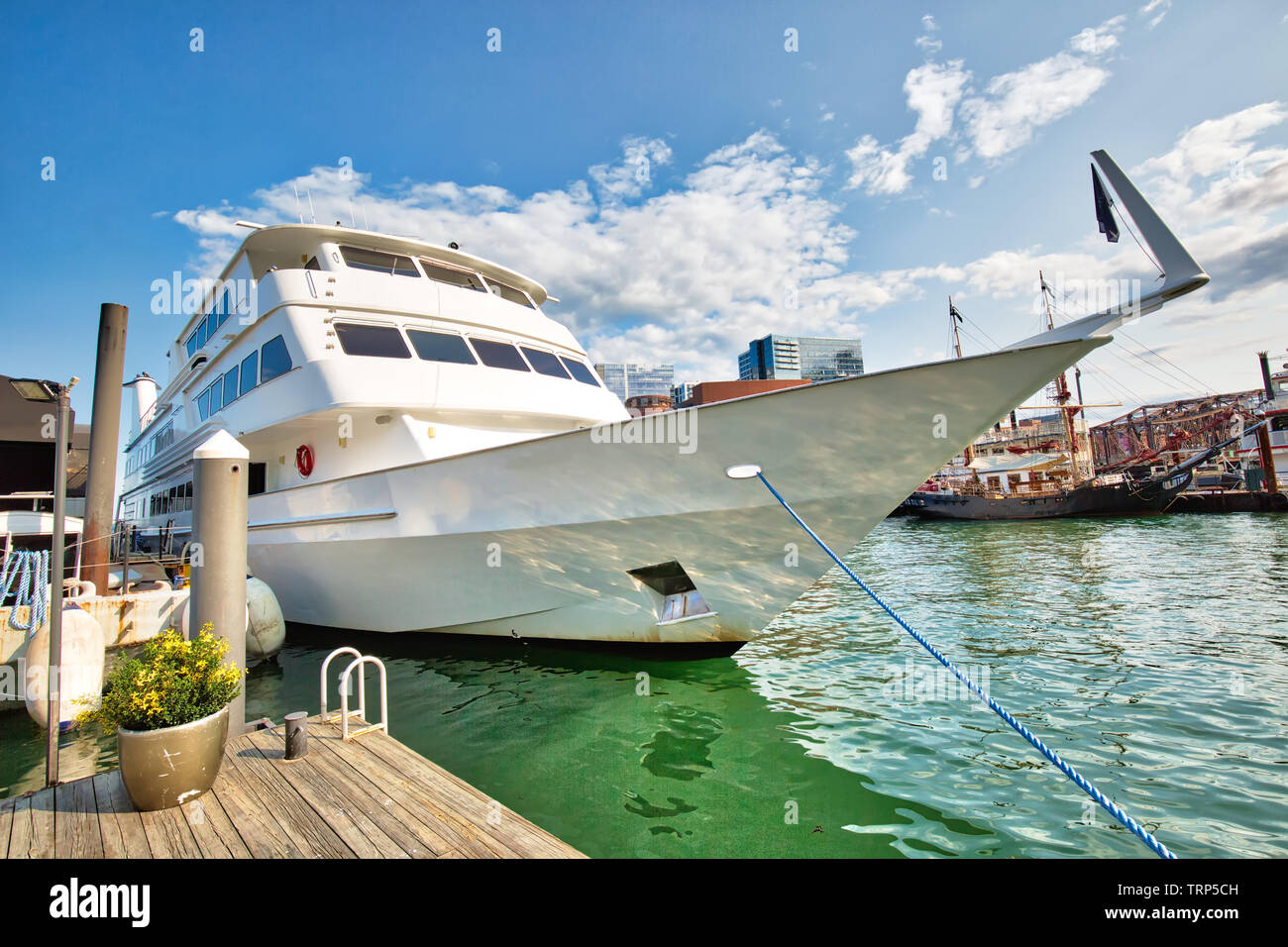 Famous Boston Harbor and harbor boat tours Stock Photo - Alamy
