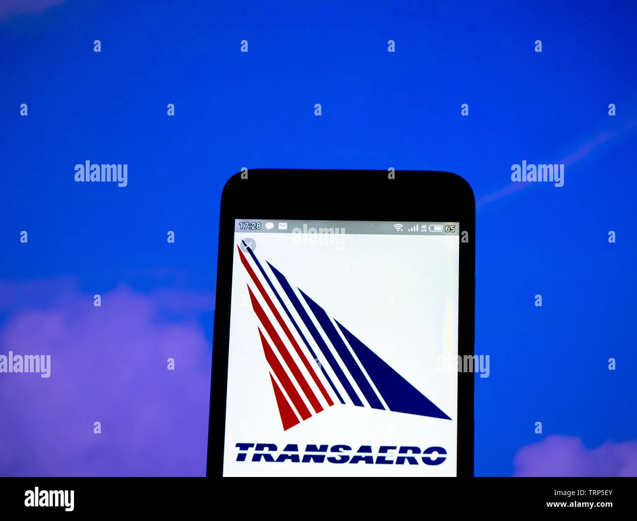 In this photo illustration the Transaero logo is seen displayed on a ...