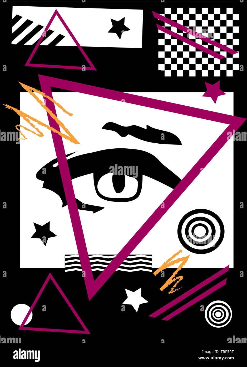 Abstract pop art background with eye, black and white Stock Photo - Alamy