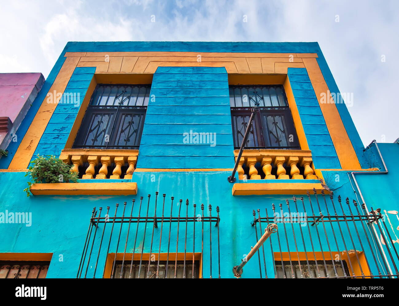 Monterrey, colorful historic buildings in the center of the old city ...