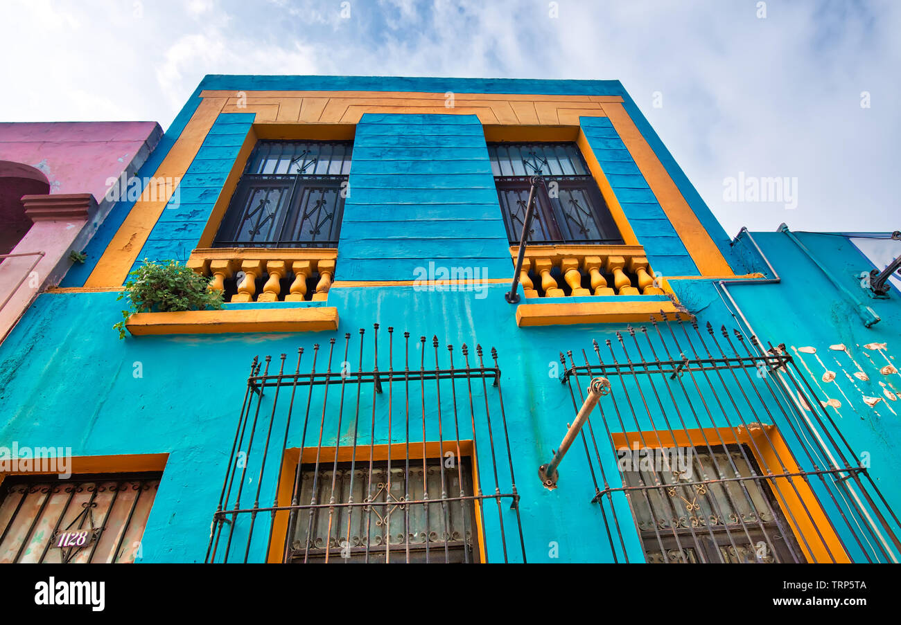Monterrey, colorful historic buildings in the center of the old city ...