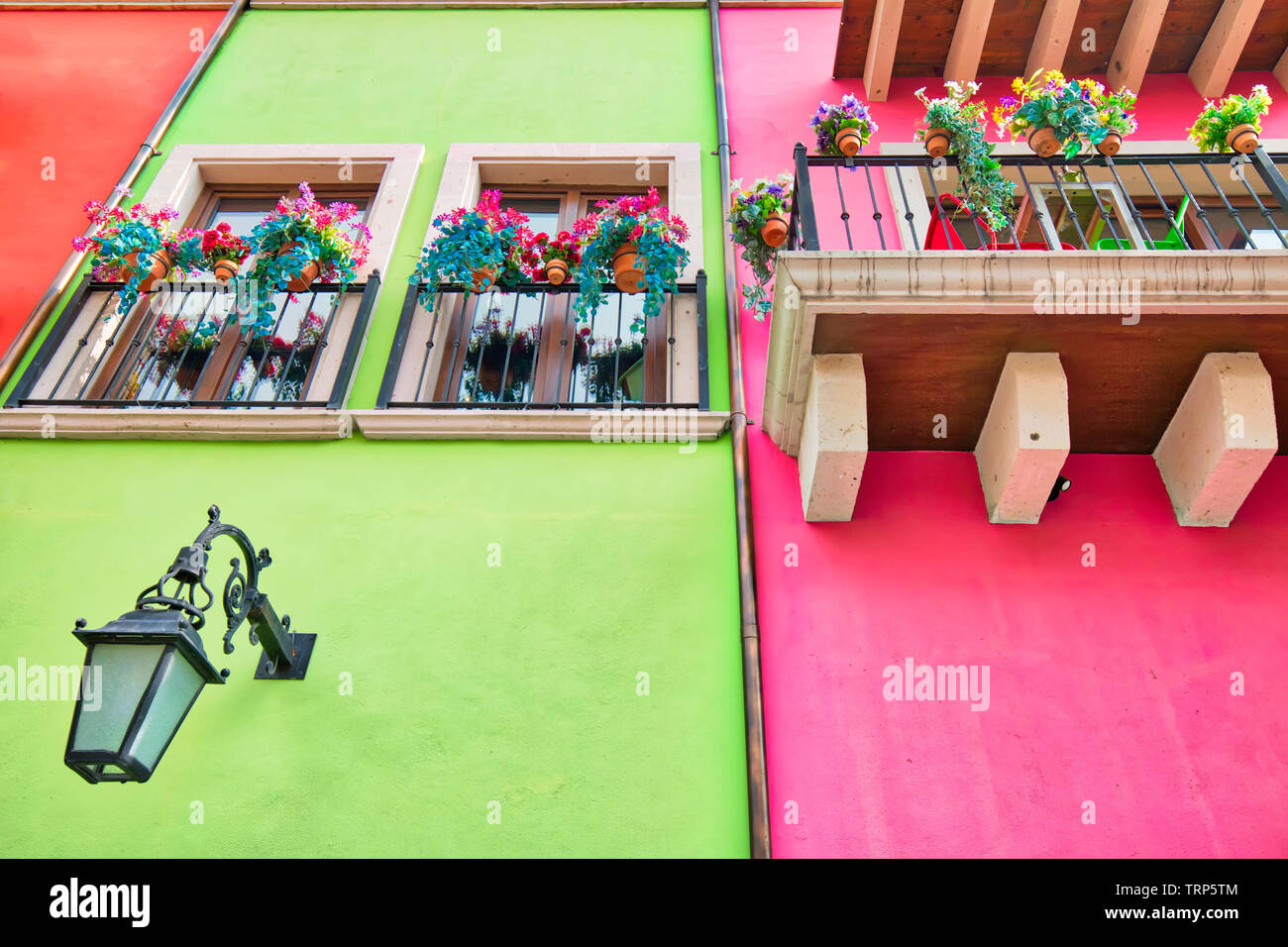 Monterrey, colorful historic buildings in the center of the old city ...