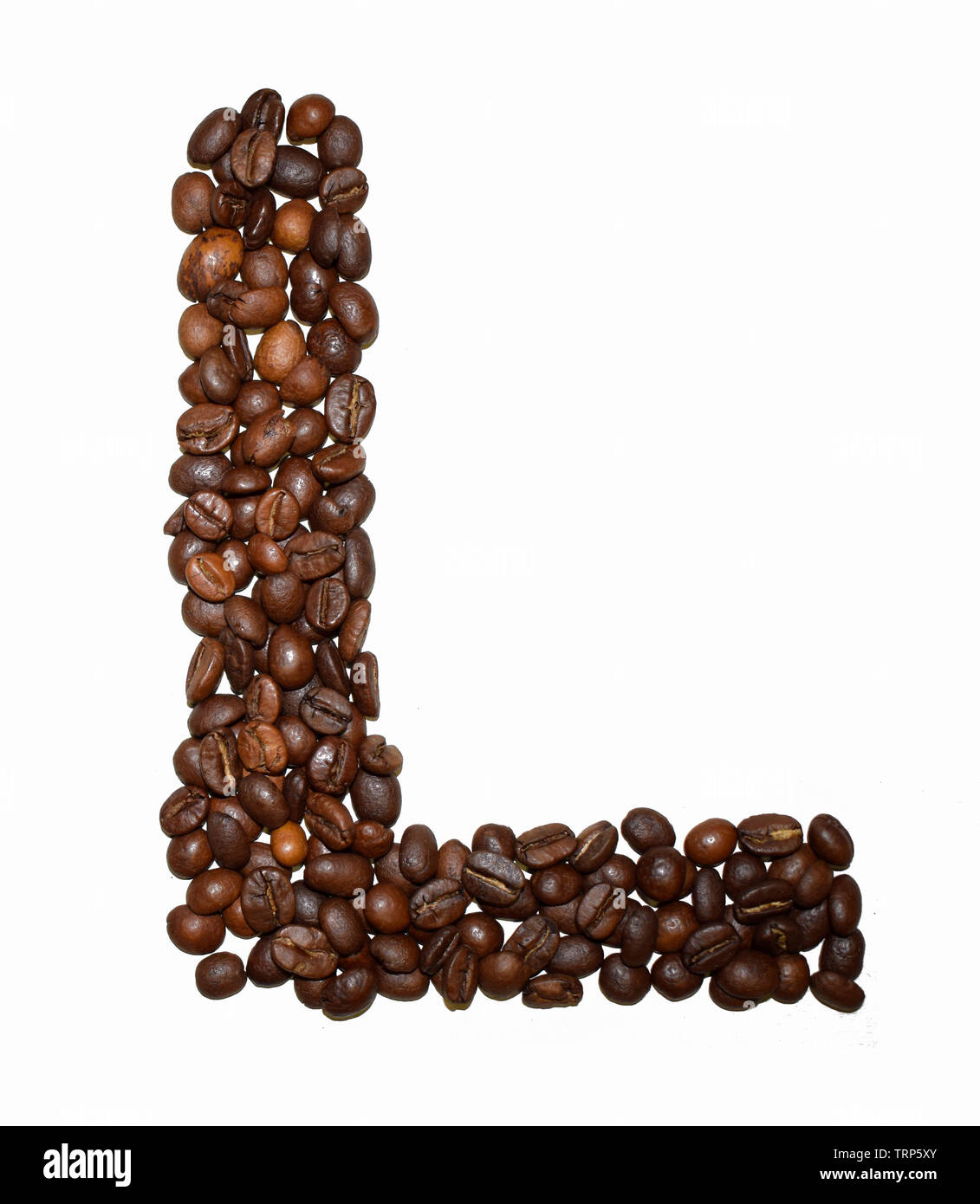 English Coffee Alphabet isolated on white. Roasted coffee beans. ?offee ...