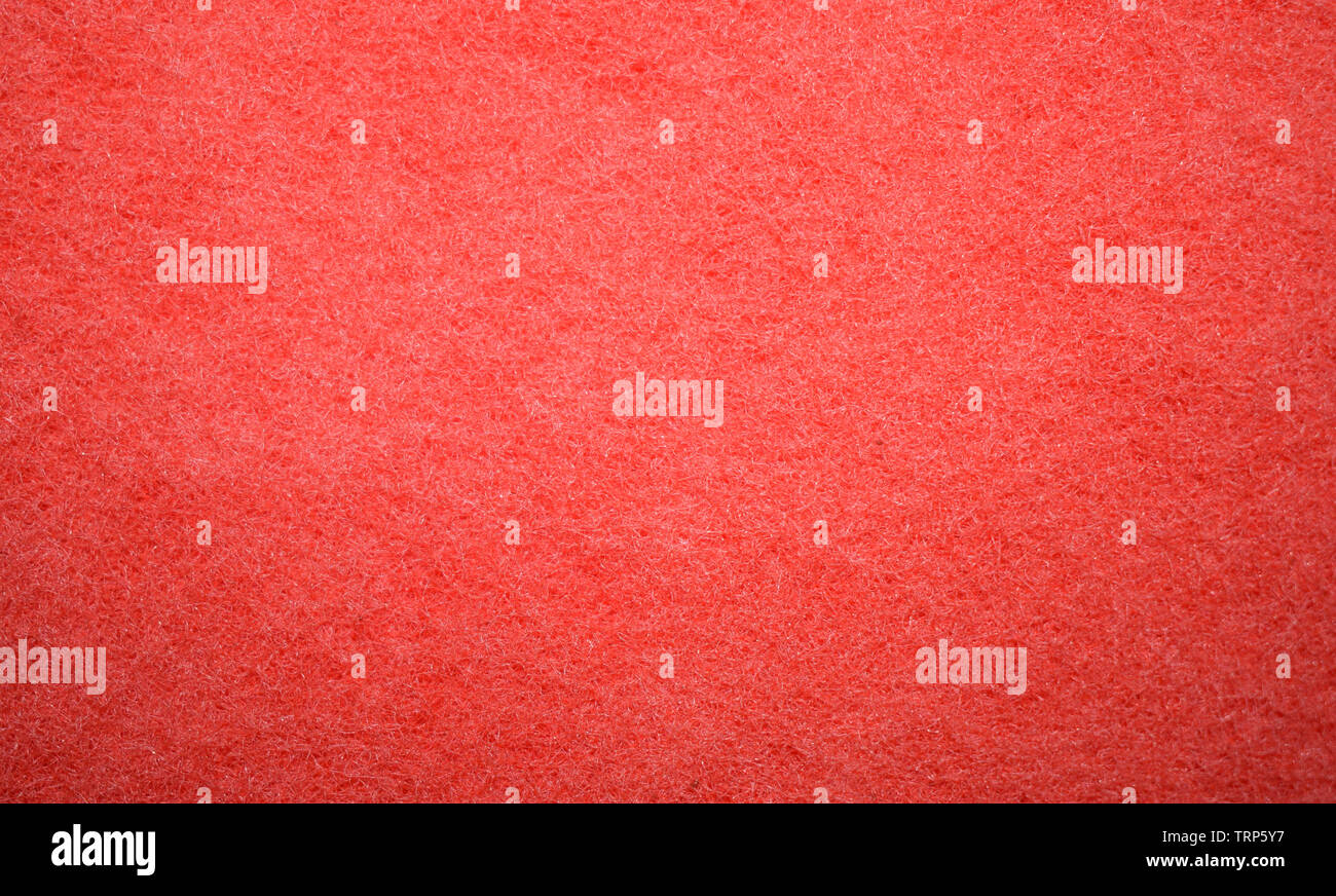 Texture of surface of unused red sponge closeup. The concept of hygiene ...