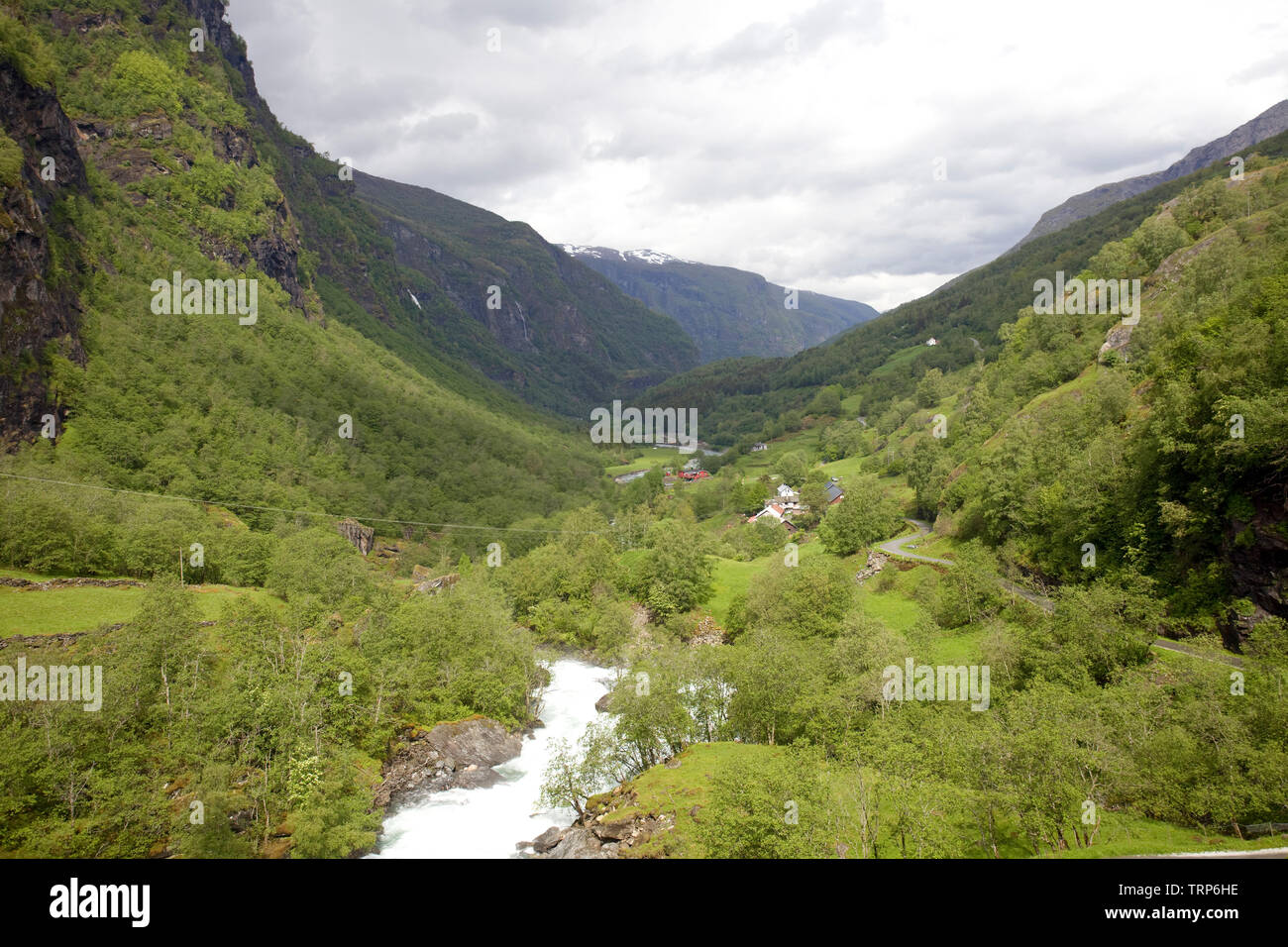 River flowing through the Flamsdalen valley, Flaam, Noway Stock Photo ...