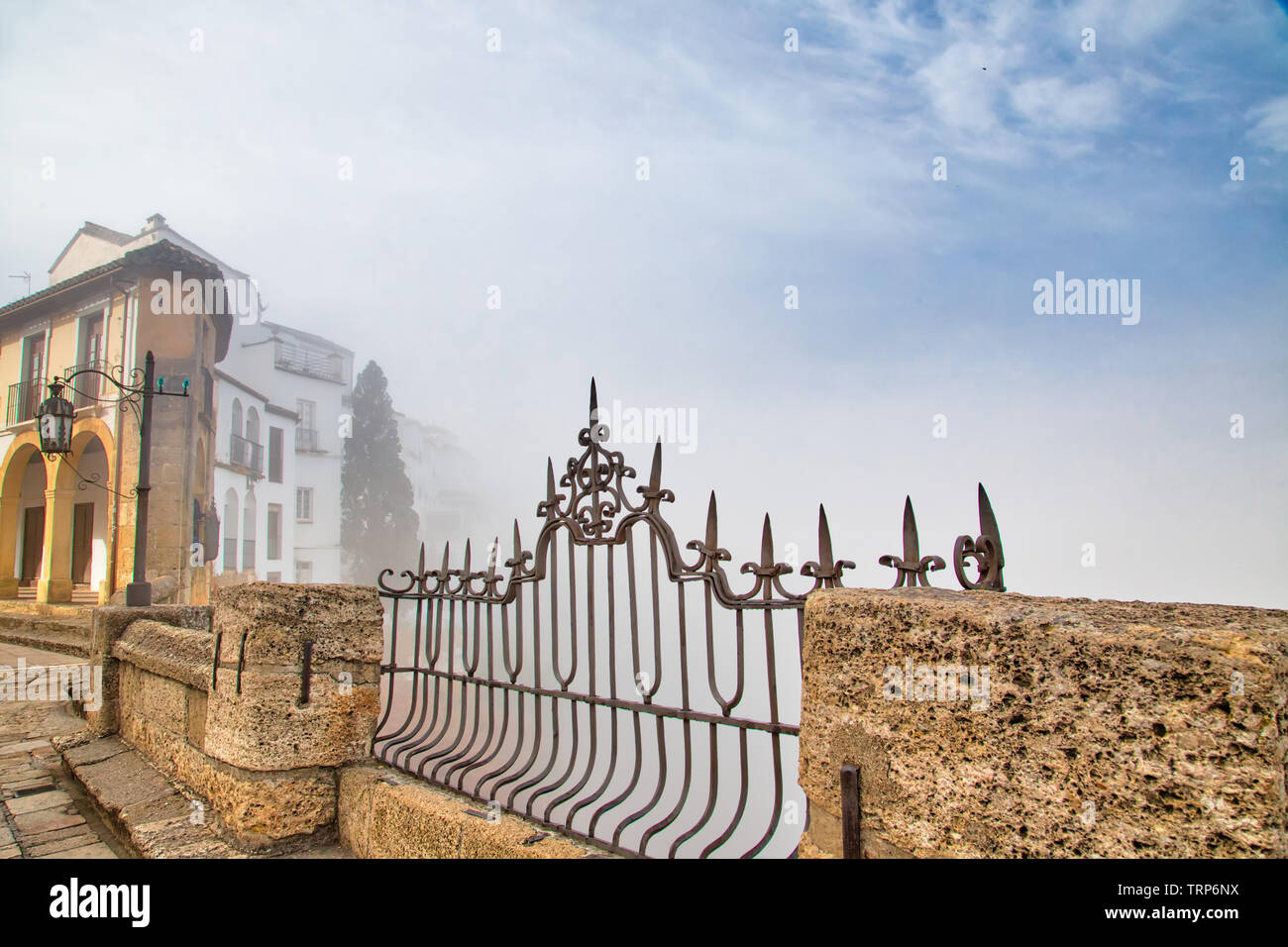 Famous Puente Nuevo Bridge's Arch in Ronda historic city center Stock ...