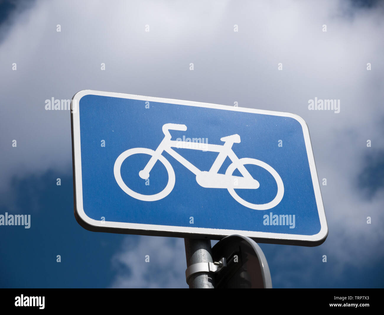 Blue Bicycle Signs Stock Photo - Alamy