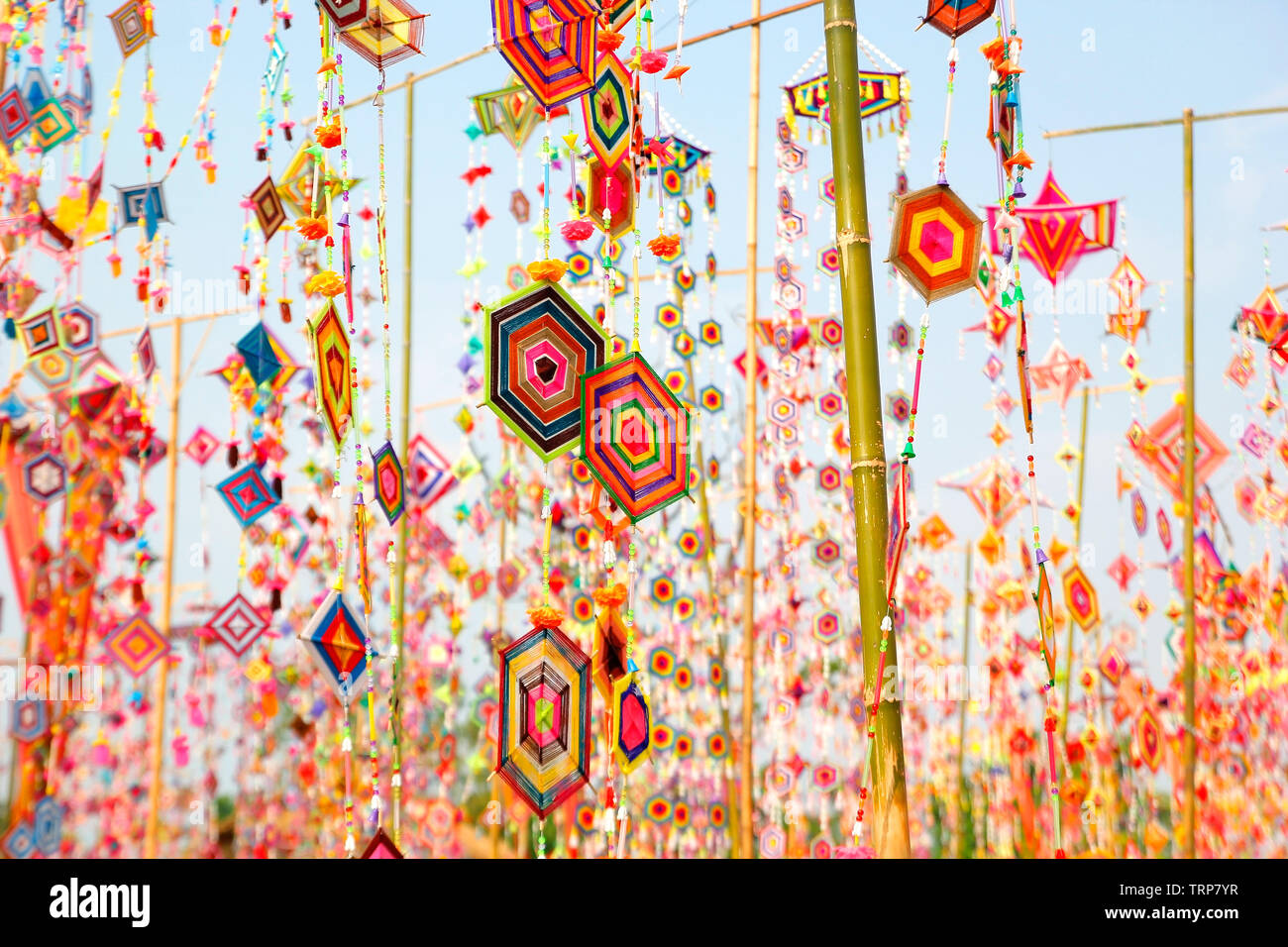 tung flag of Isan Kalasin Thailand, colorful tung flag as background ...