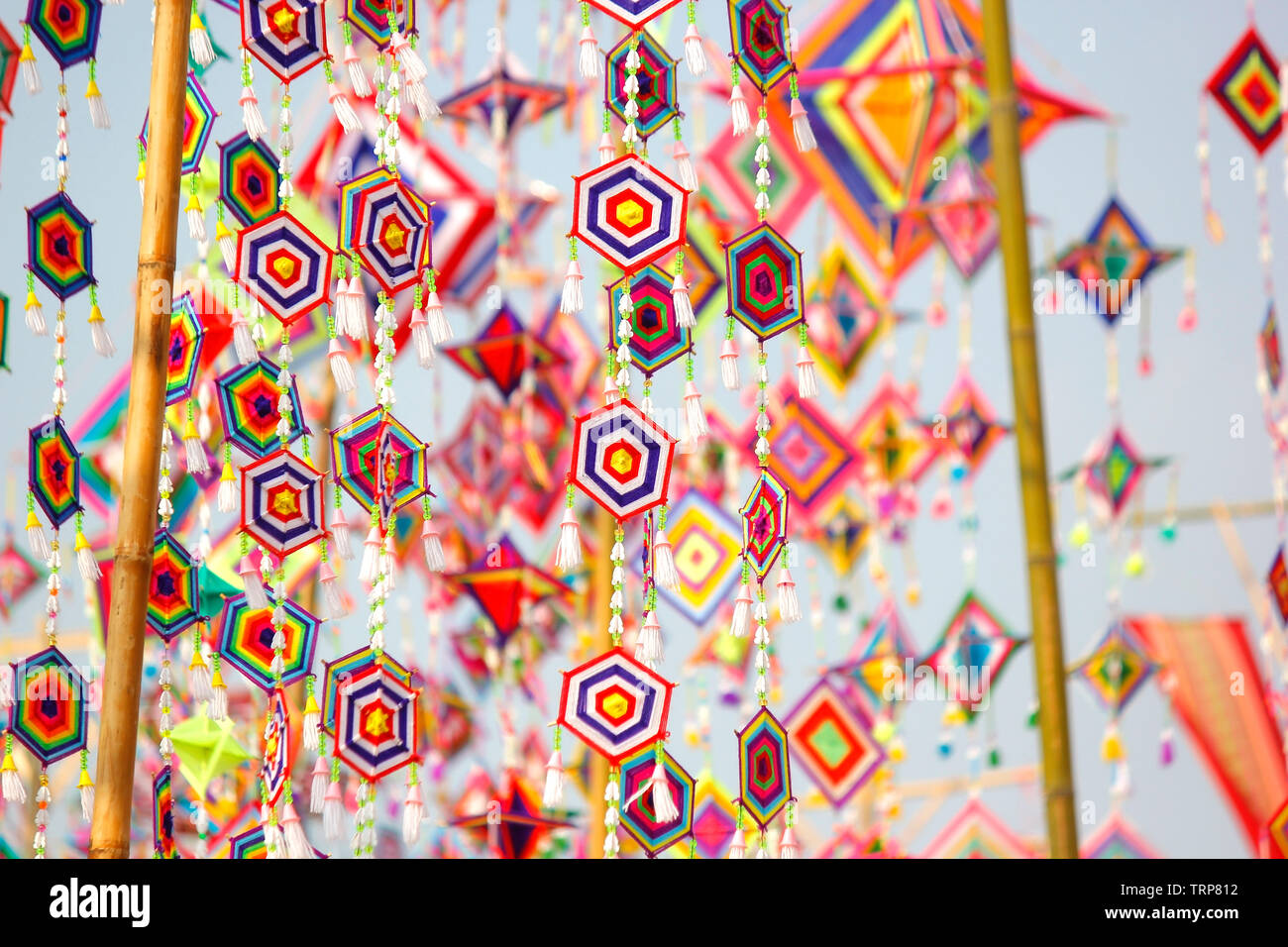 tung flag of Isan Kalasin Thailand, colorful tung flag as background ...