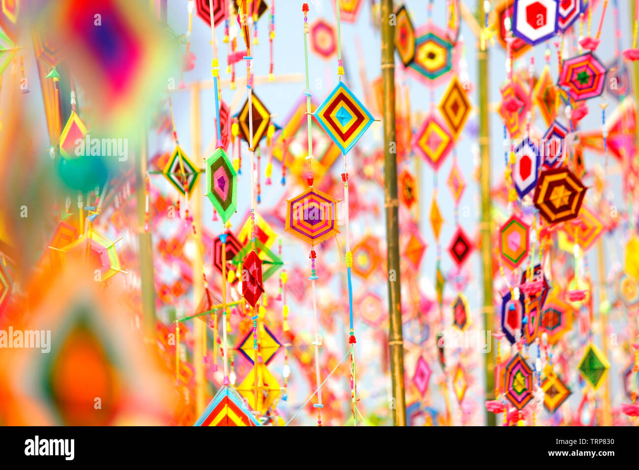 tung flag of Isan Kalasin Thailand, colorful tung flag as background ...