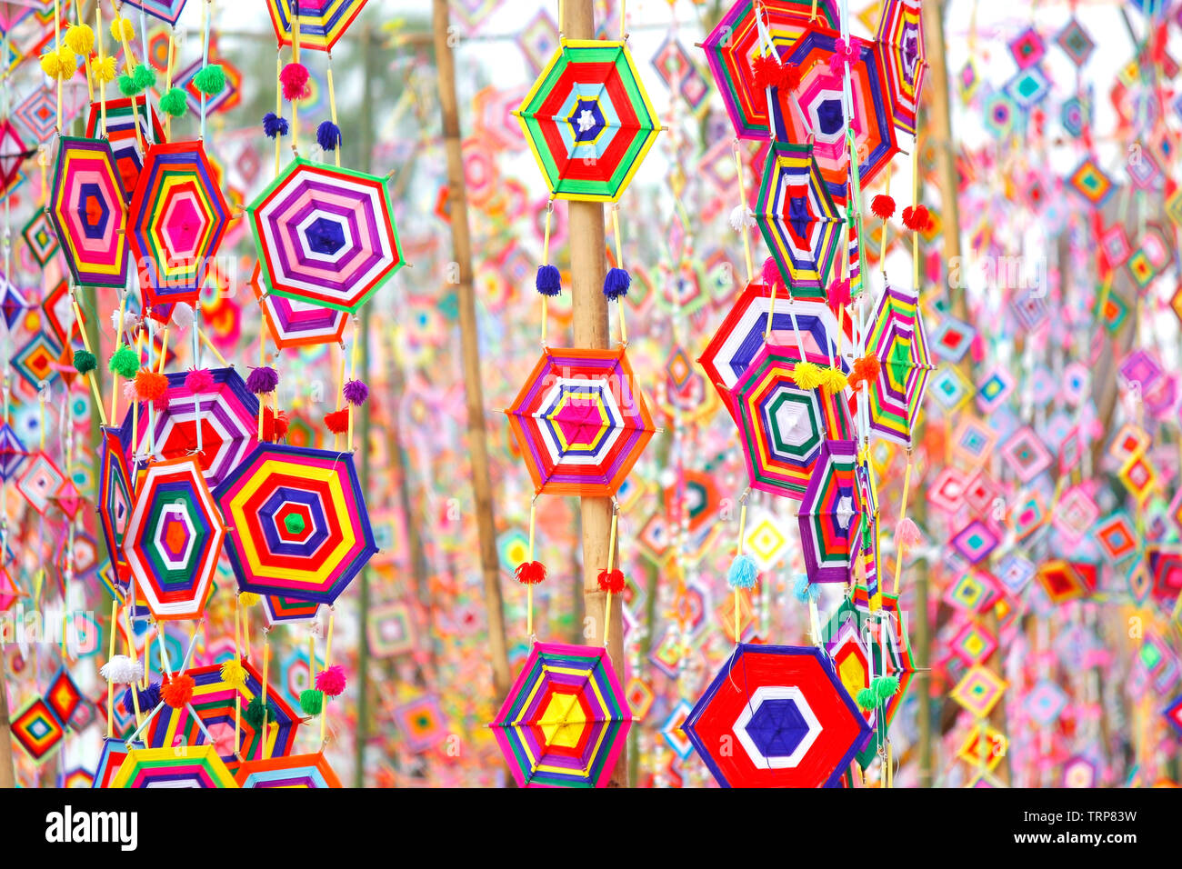 tung flag of Isan Kalasin Thailand, colorful tung flag as background ...