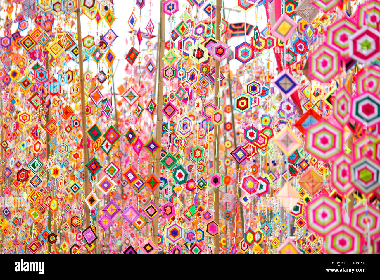 tung flag of Isan Kalasin Thailand, colorful tung flag as background ...