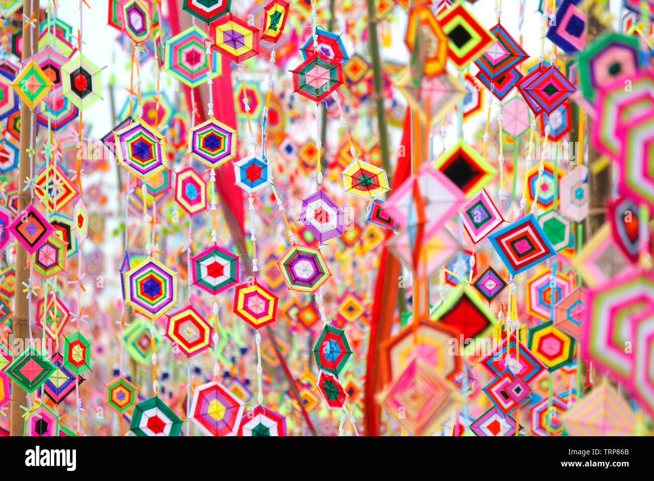 tung flag of Isan Kalasin Thailand, colorful tung flag as background ...