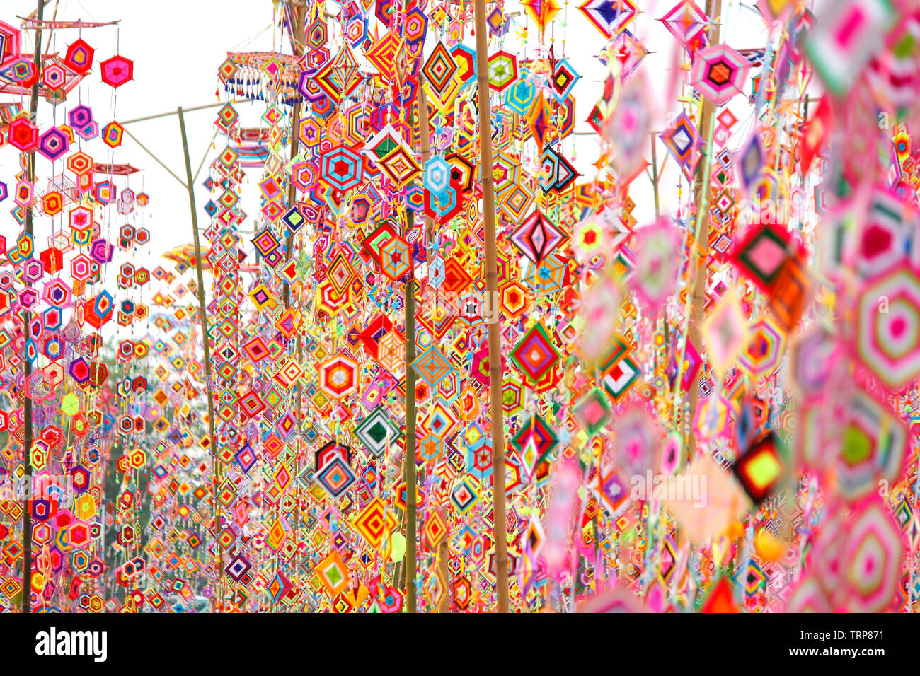 tung flag of Isan Kalasin Thailand, colorful tung flag as background ...