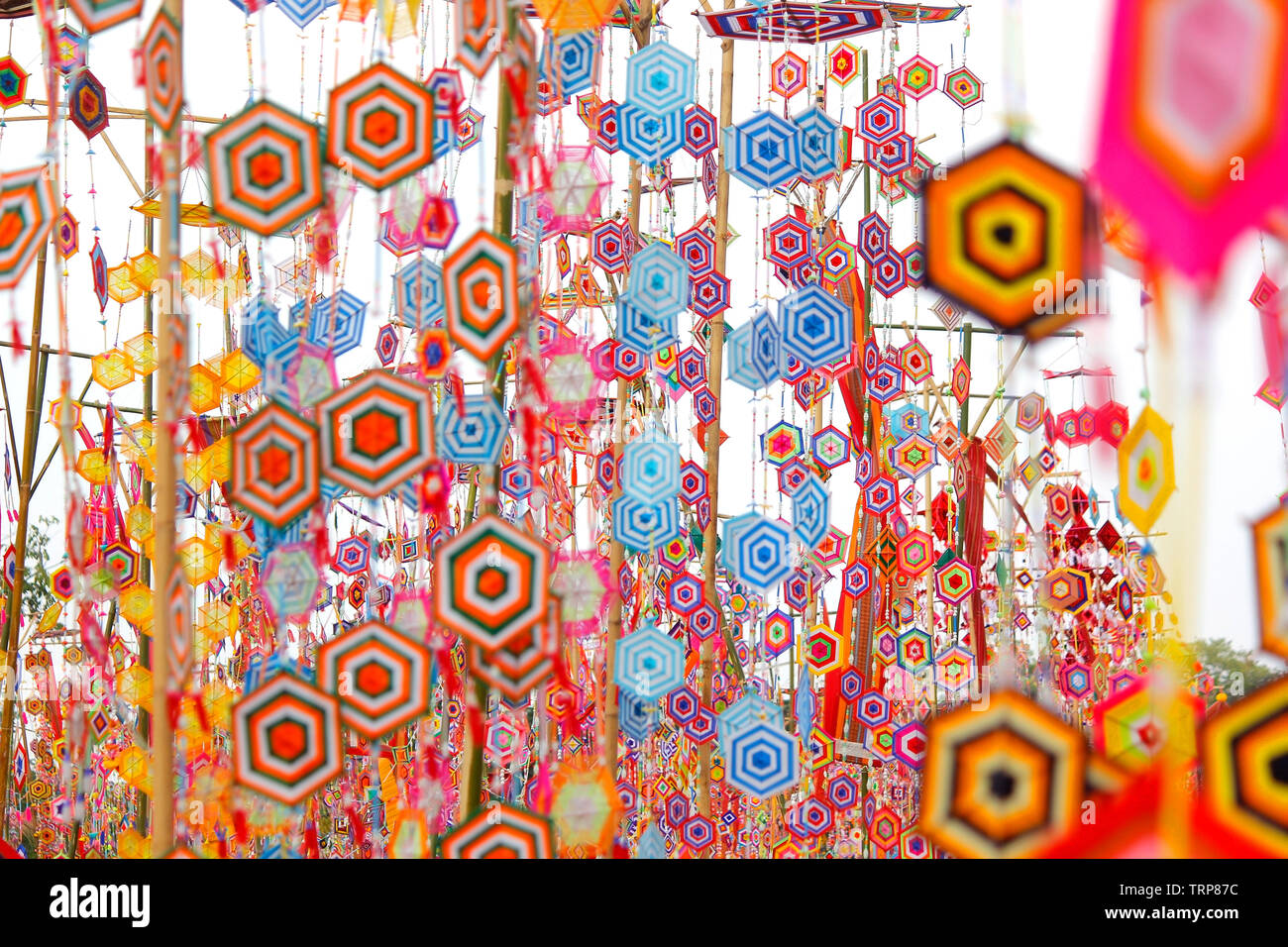 tung flag of Isan Kalasin Thailand, colorful tung flag as background ...