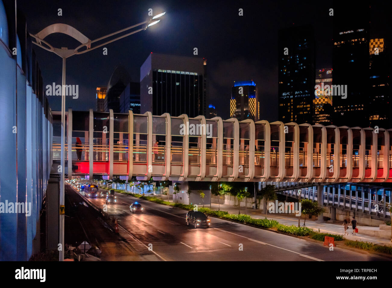 pedestrian bridge view at night in jakarta Stock Photo - Alamy