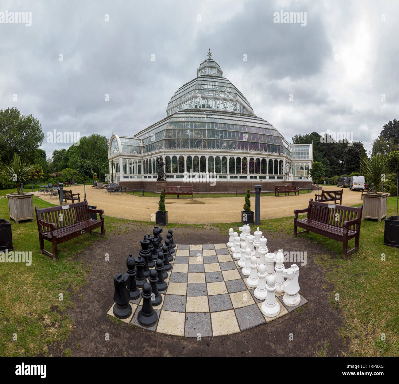 The Palm House,Giant Chess,Sefton Park,Liverpool,England Stock Photo ...