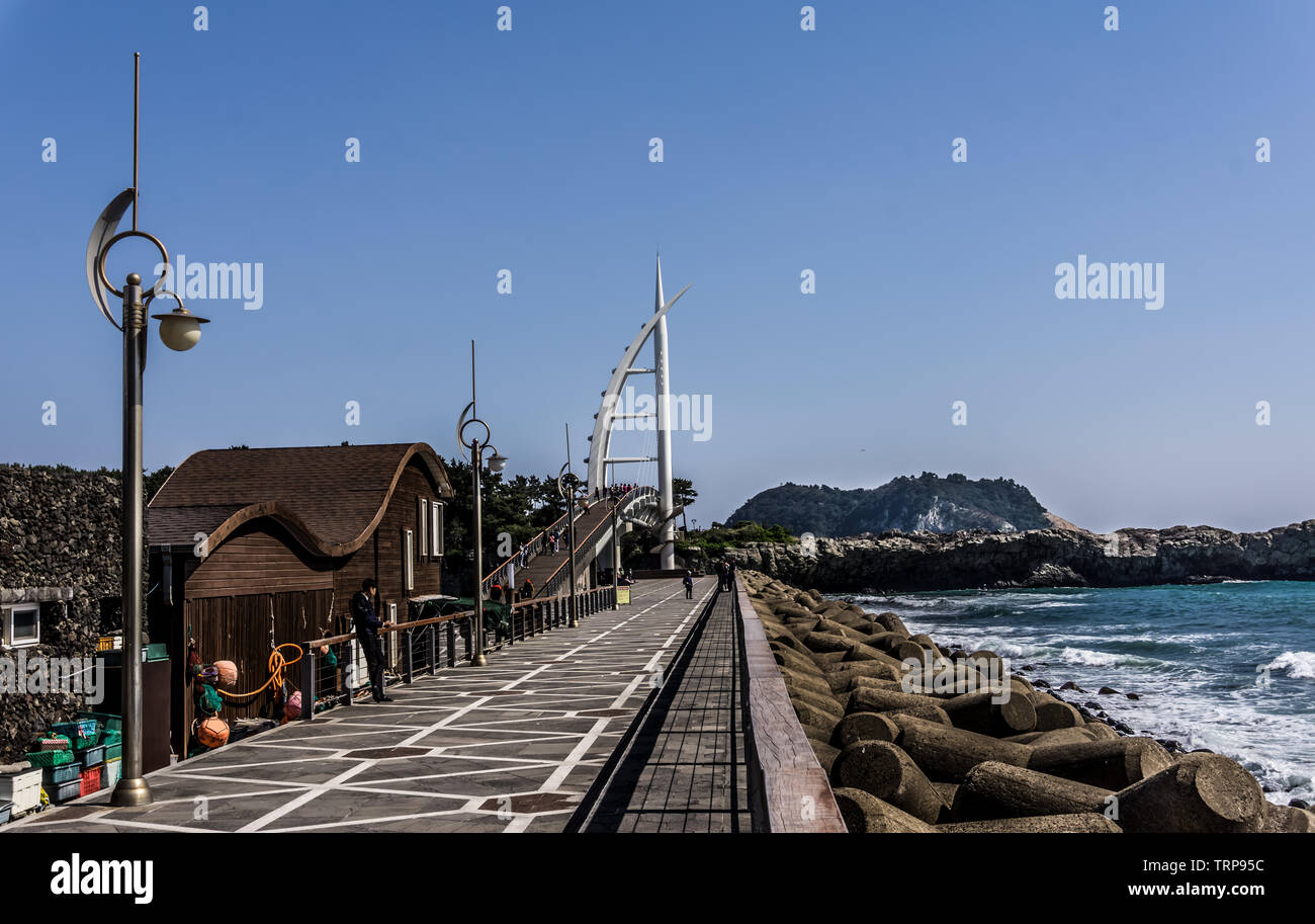Jeju, South Korea - April 9,2018: Saeyeongyo Bridge is the longest ...