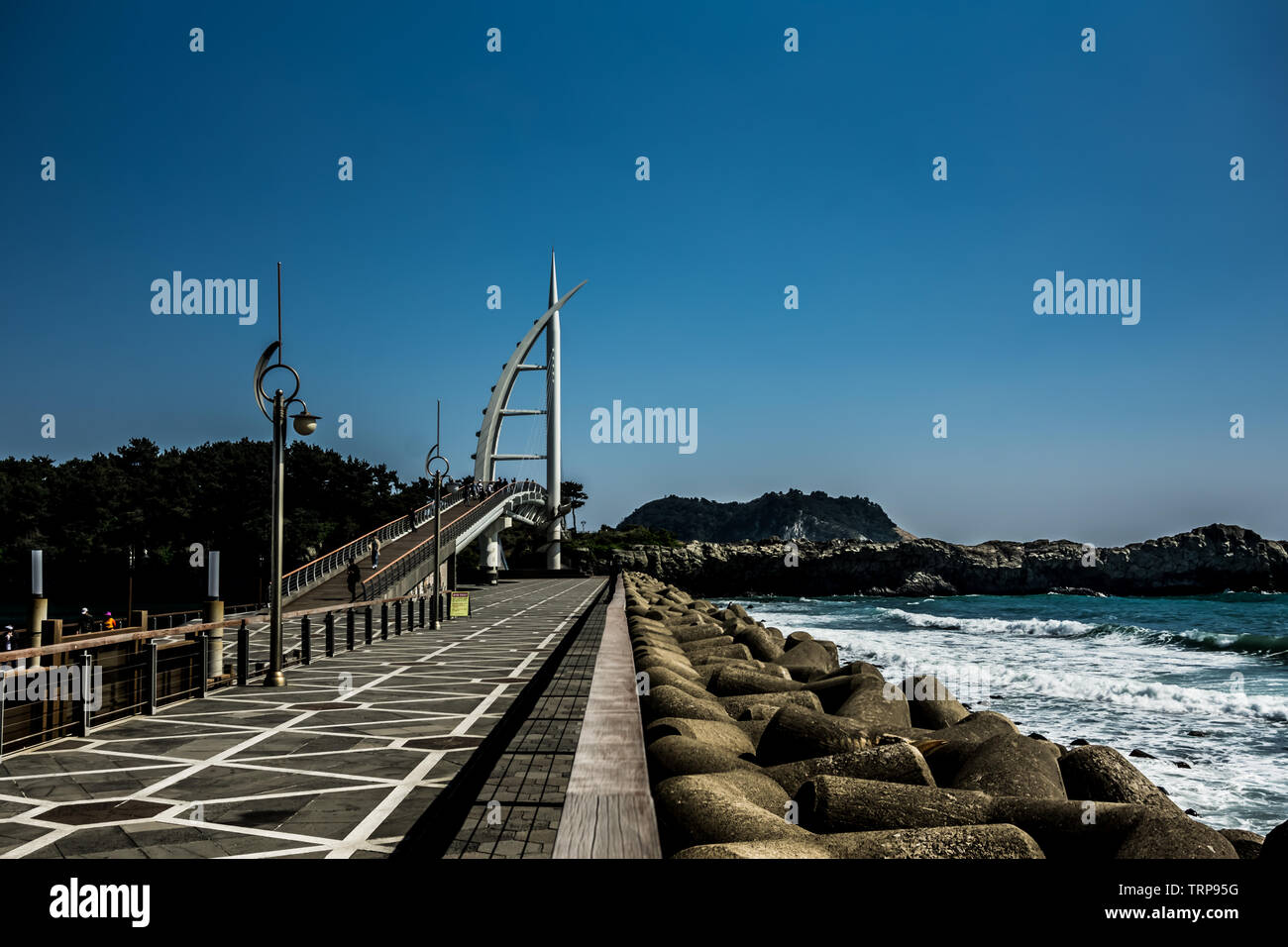 Jeju, South Korea - April 9,2018: Saeyeongyo Bridge is the longest ...
