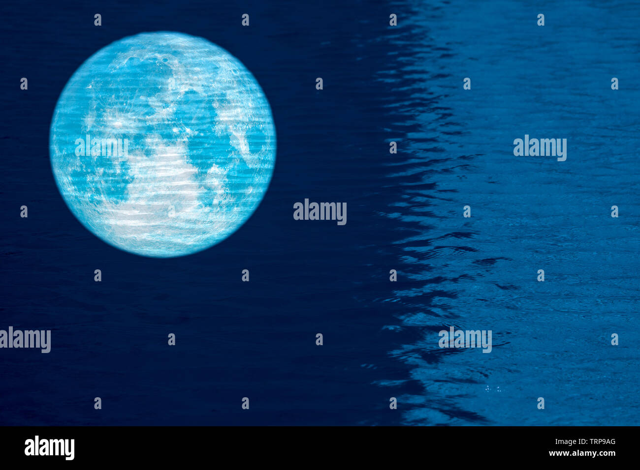 reflection full fish moon on water surface of swimming pool, Elements ...