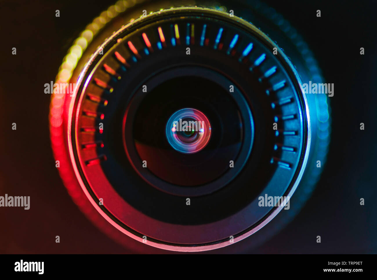 The camera lens with colored light, close photos, close-up Stock Photo ...