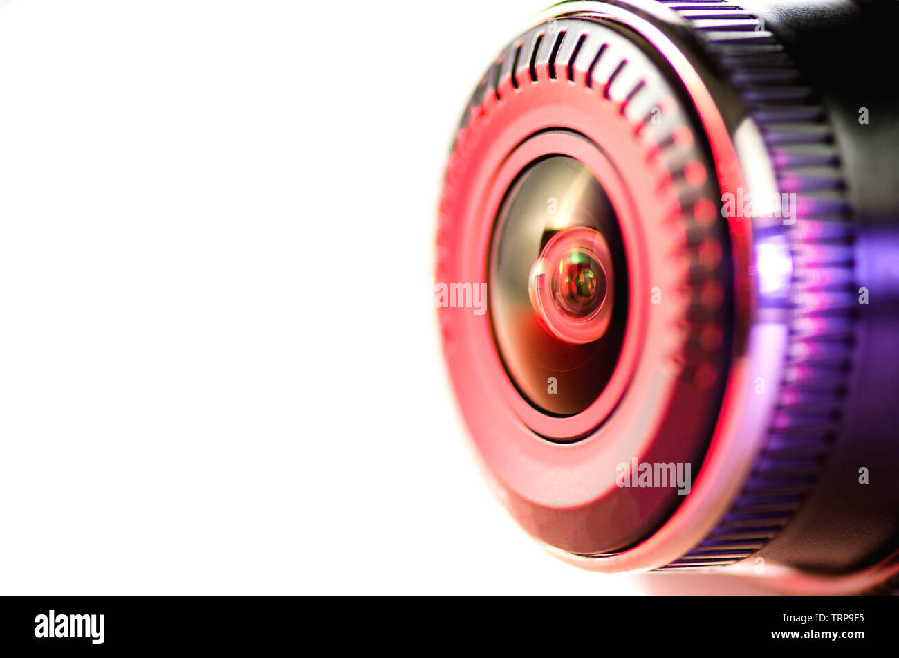 The camera lens with colored light, close photos, close up Stock Photo ...