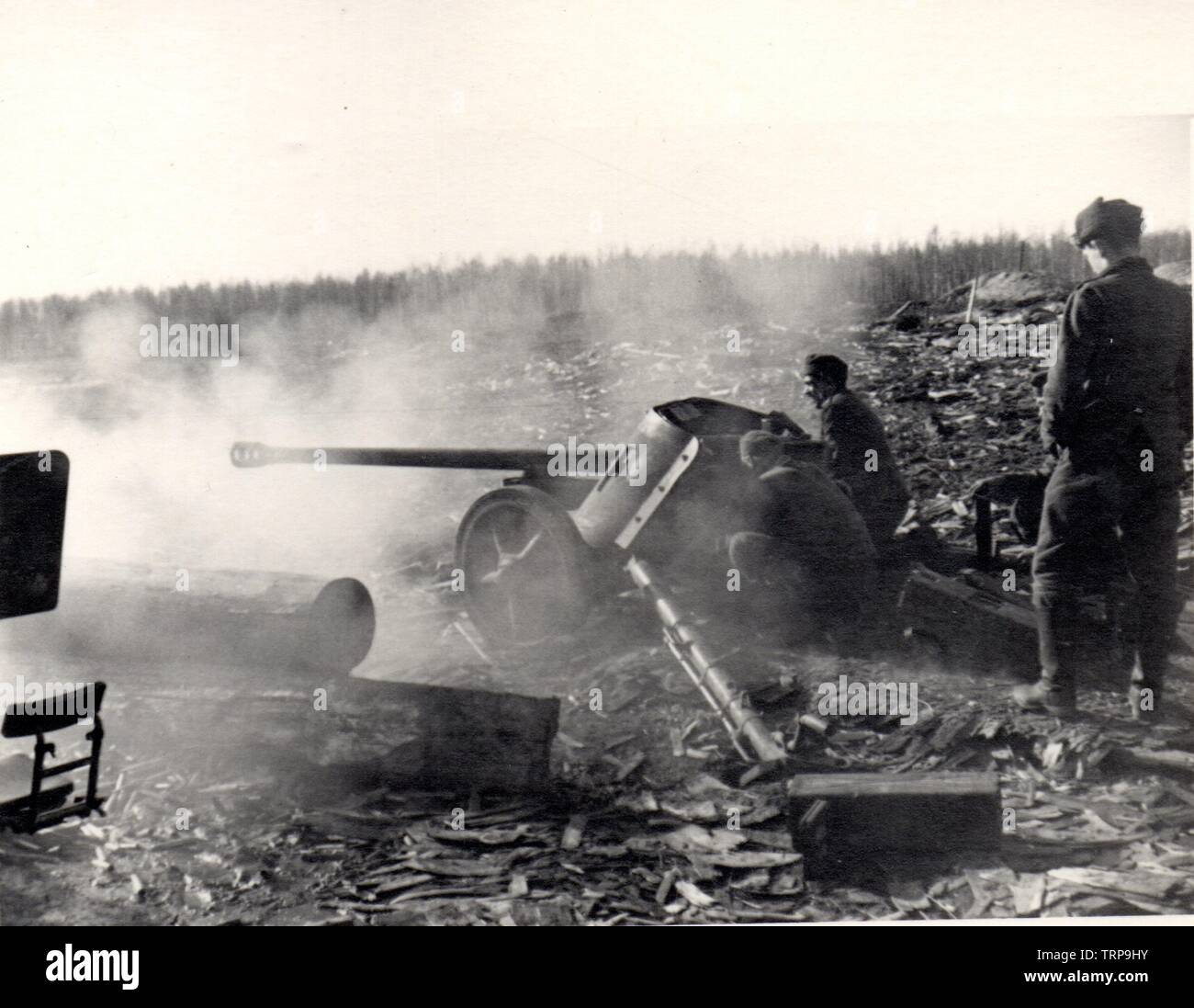 German Soldiers fire a 5cm Pak Anti Tank Gun on the Leningrad Front ...