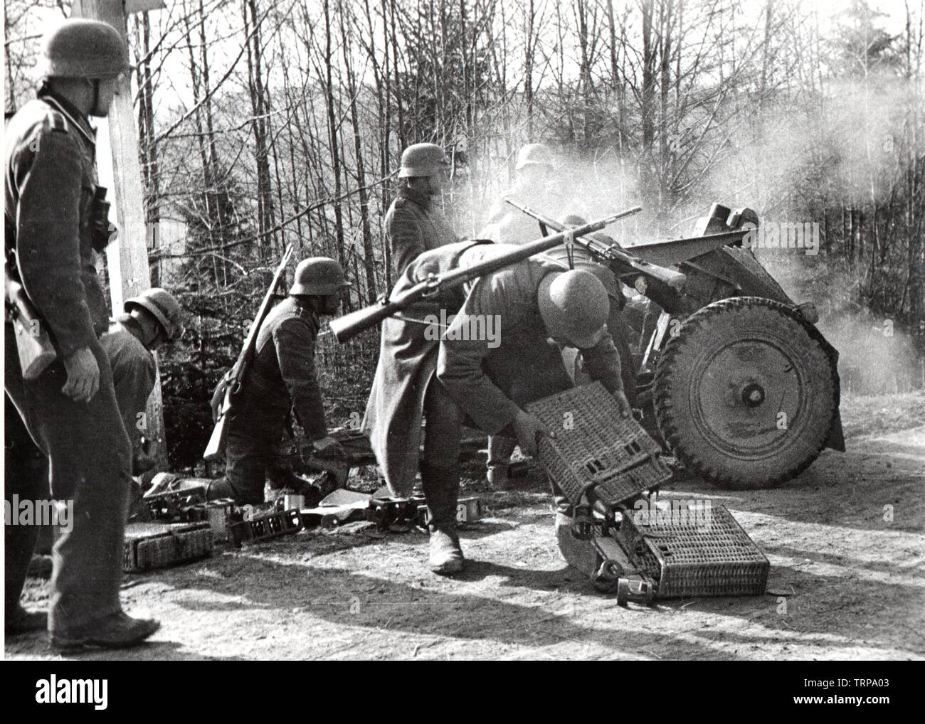 German Soldiers fire their Light Infantry Gun in Anti Partisan ...