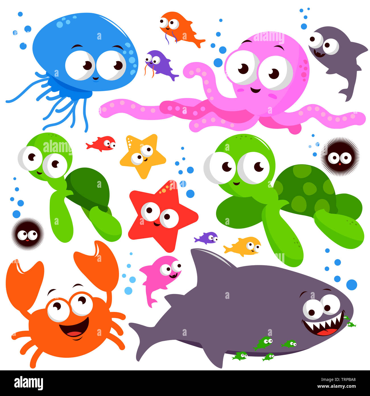 Crabs underwater illustration Cut Out Stock Images & Pictures - Alamy