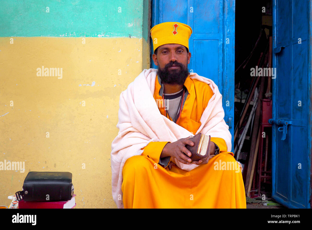 Debre Damo, Ethiopia - 7 June 2019 : A monk at ancient Debre Damo ...