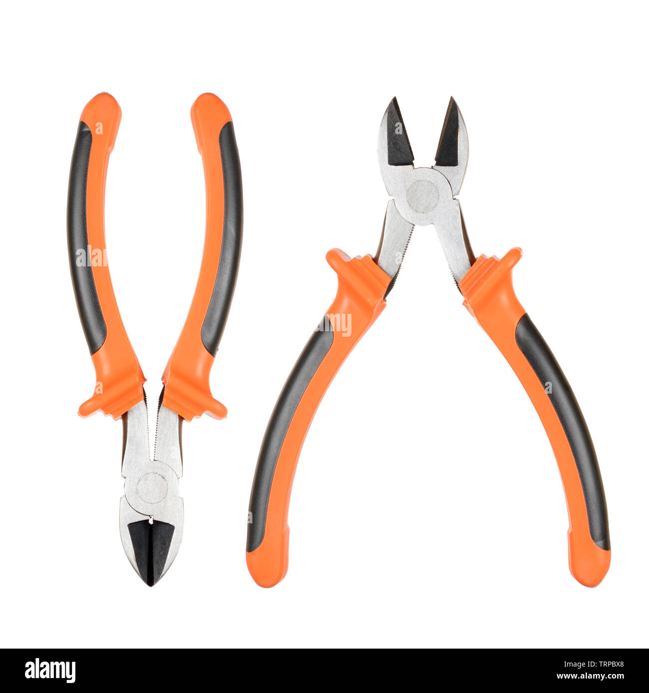 Orange wire cutter isolated on white background Stock Photo - Alamy