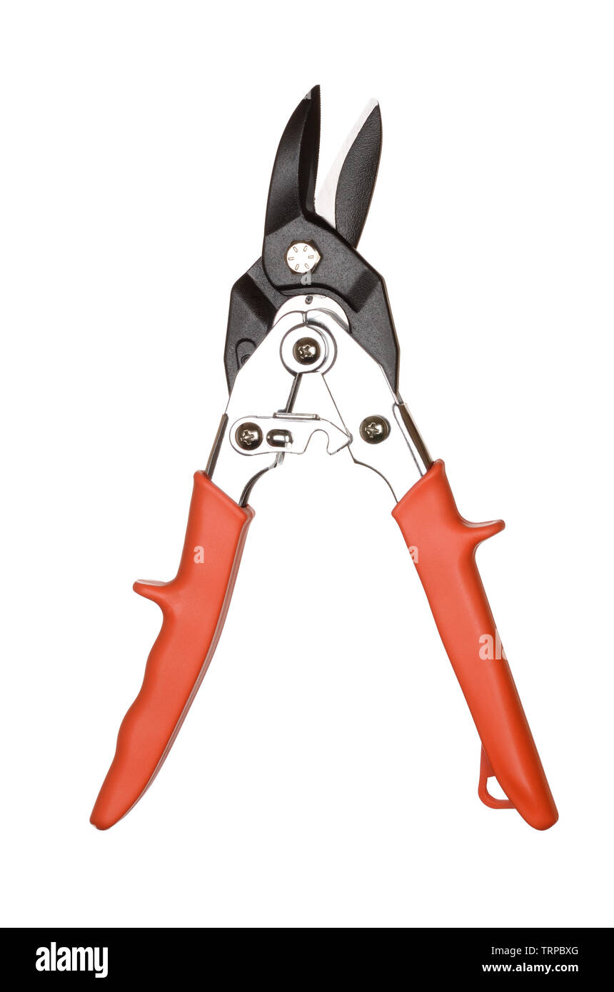 Aviation tin snips isolated on white background Stock Photo - Alamy