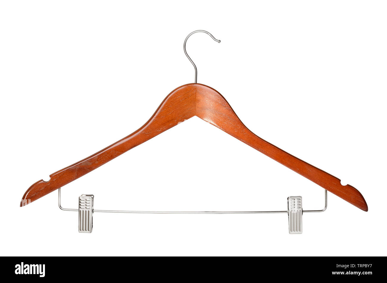 Wooden hanger isolated on white background Stock Photo - Alamy
