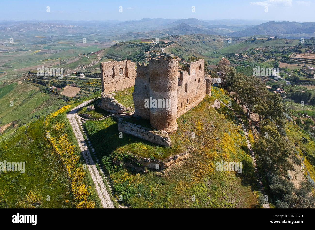 Sicilian castles. Mazzarino Medieval Castle. Aerial view Stock Photo ...