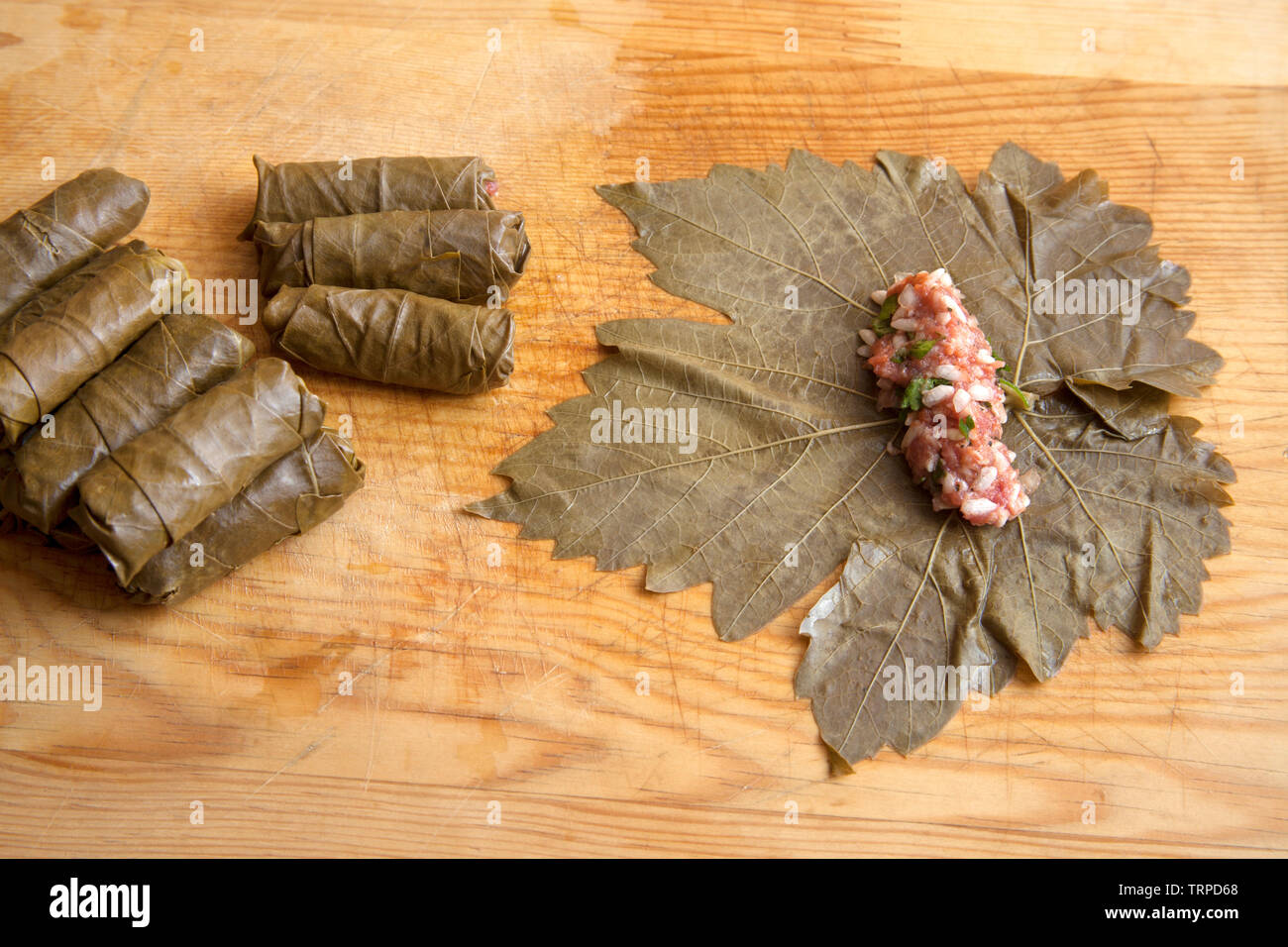Meat Stuffed Grape Leaves Stock Photo - Alamy