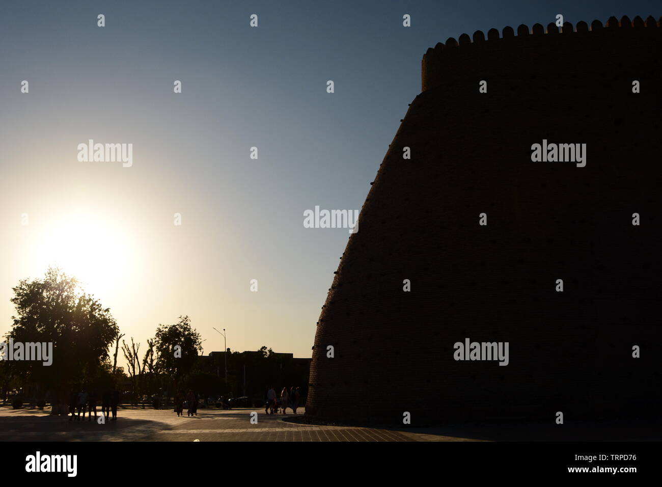 Sunset silhouette of The Ark. Bukhara. Uzbekistan Stock Photo - Alamy