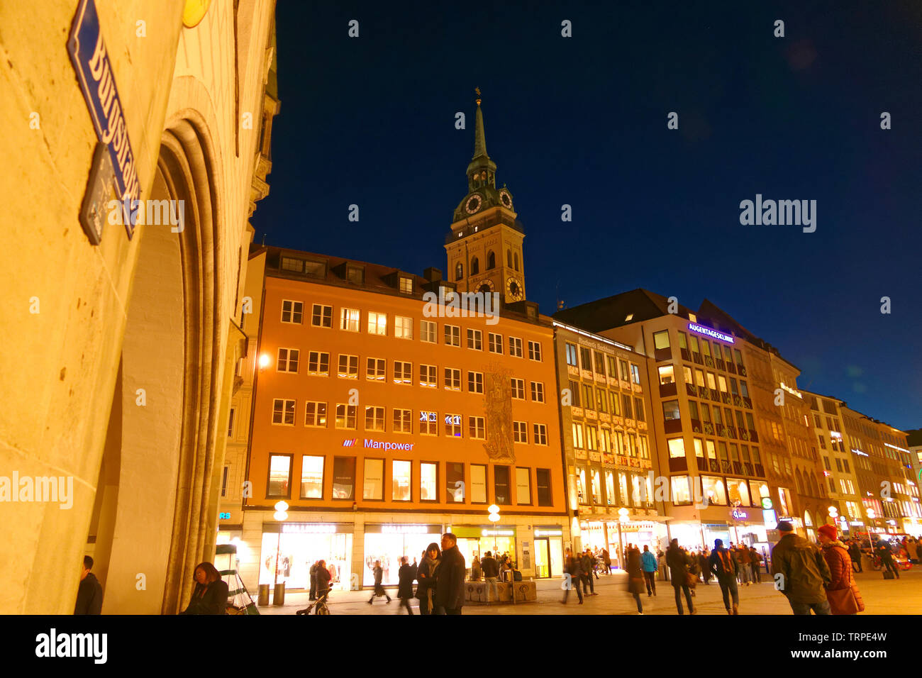 Night scene in Marienplatz, Munich, Upper Bavaria, Germany, Europe ...