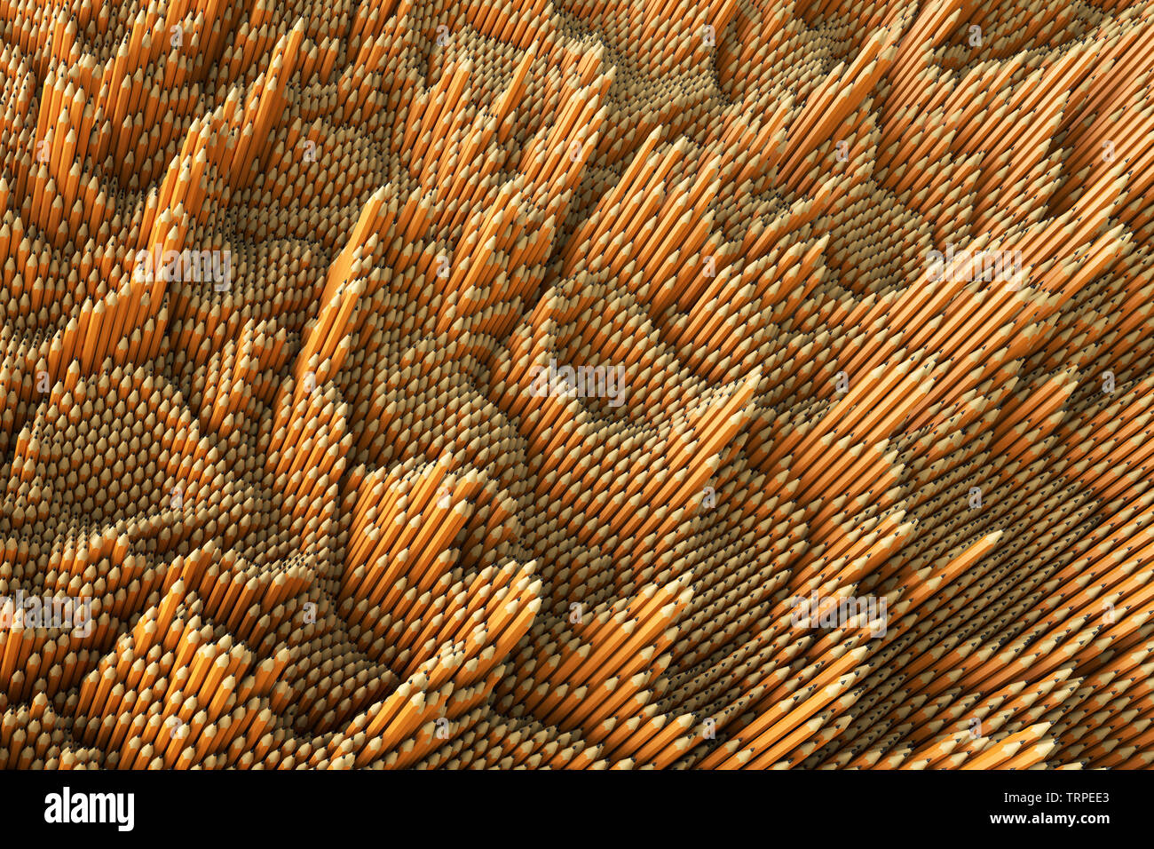 3D Illustration - Creative background of colored pencils with different ...